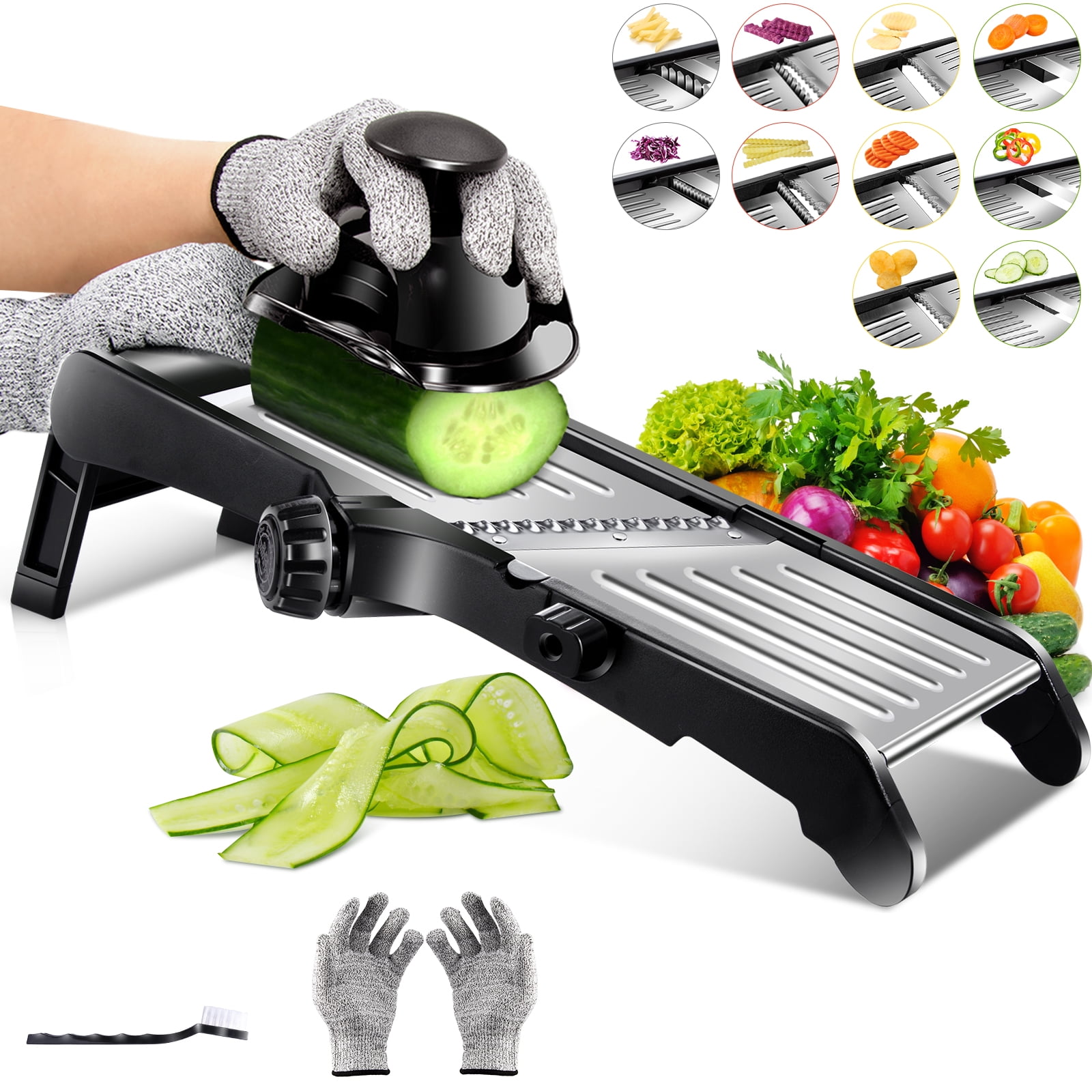 Masthome 10-in-1 Mandoline Food Slicer, Adjustable Stainless Steel ...