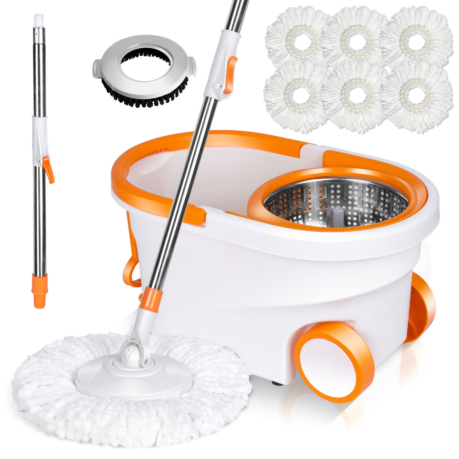 Masthome Spin Mop and Bucket with Easy Ringer and Rotating Wheels, 6 ...