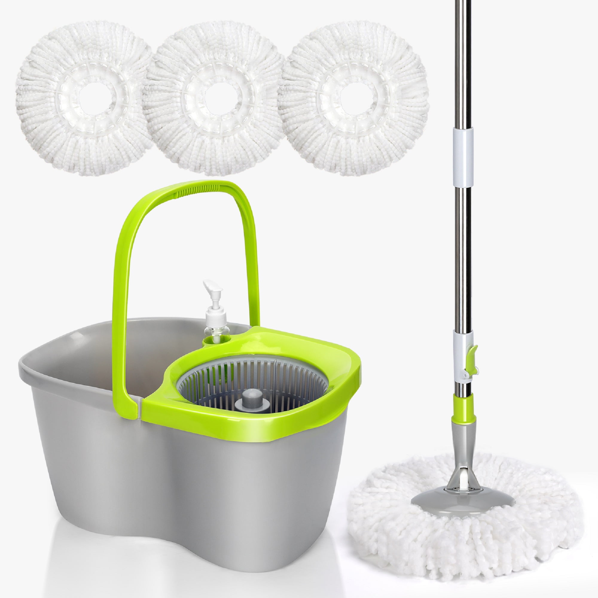Masthome Spin Mop and Bucket System with Wringer, Portable Mop Bucket ...