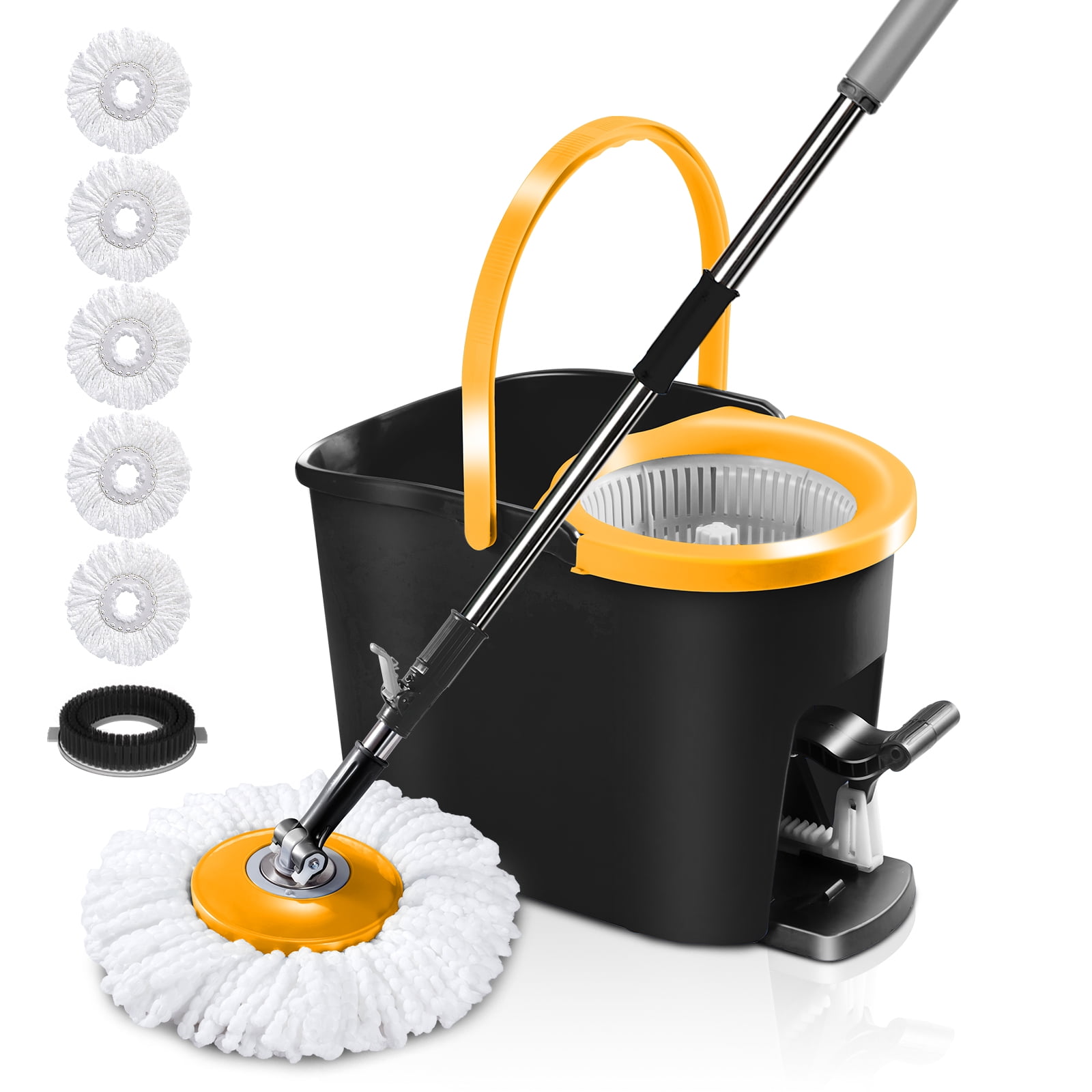 Masthome Spin Mop and Bucket with Wringer Set, Mop Bucket with Foot ...