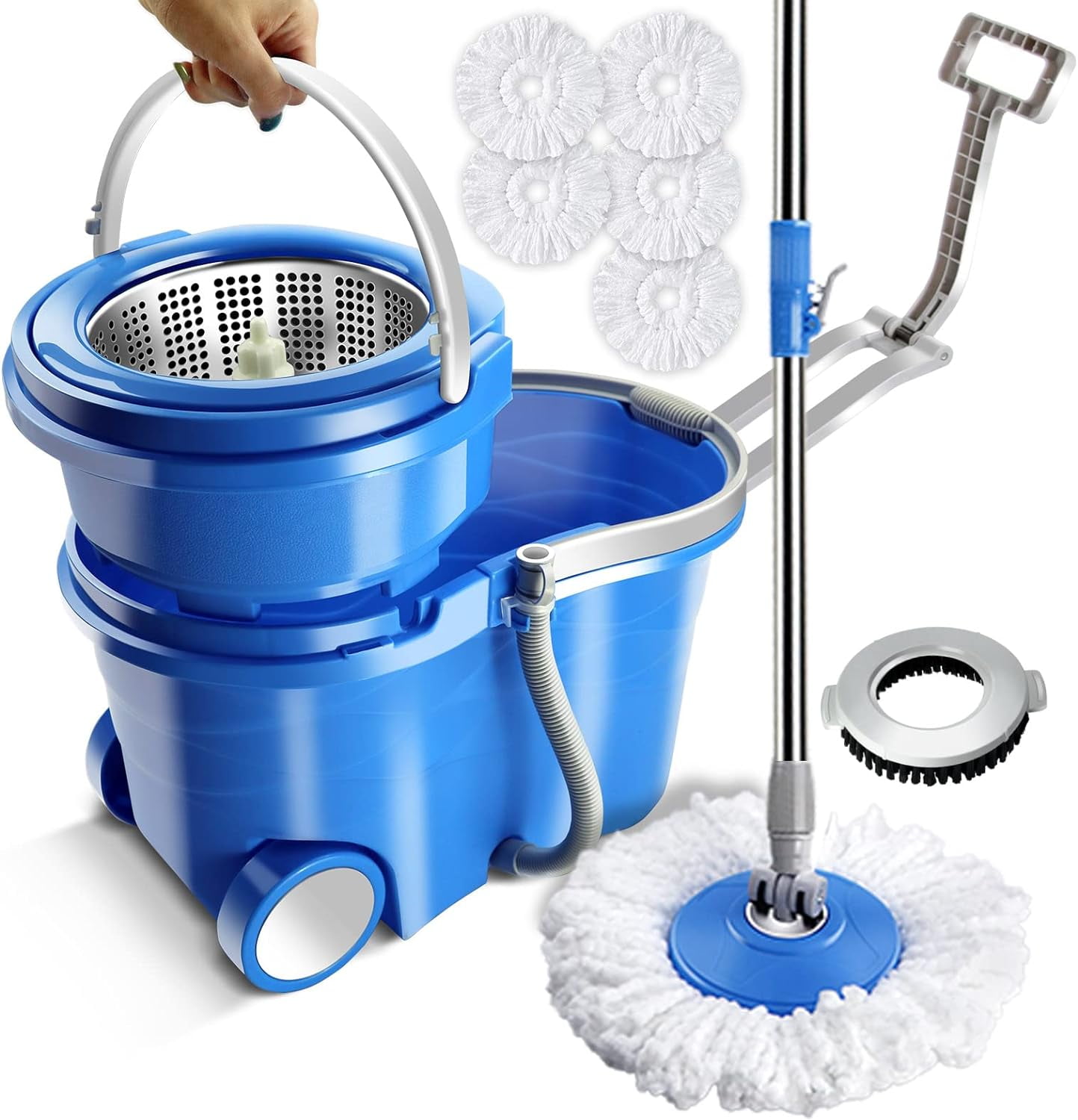 Masthome Spin Mop and Bucket with Separate Dirty Water, Rotating Ringer ...