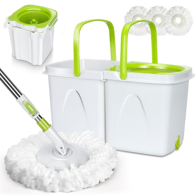Masthome Spin Mop with Mop Buckets Wringer System for Floor,Mop Set ...