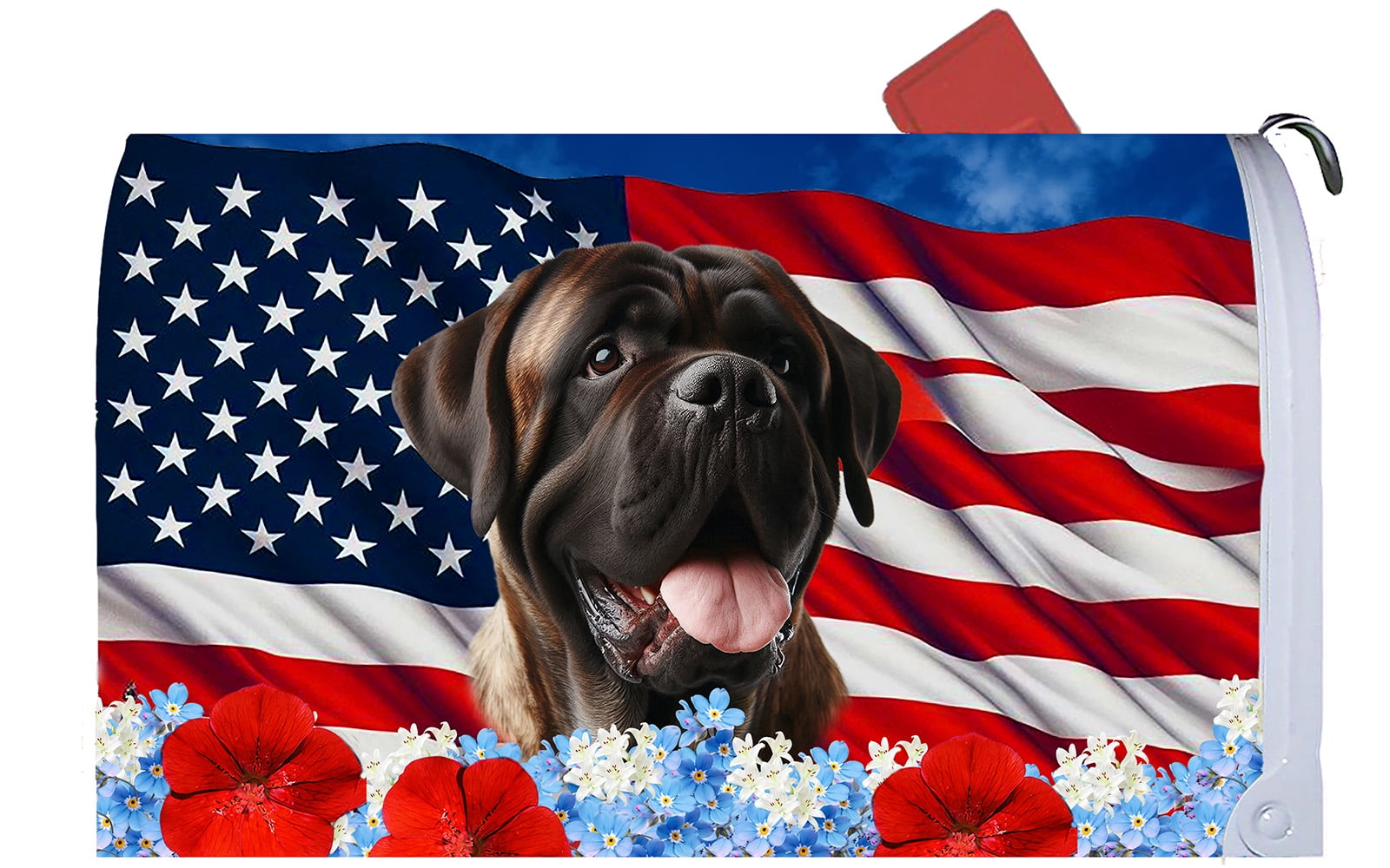 Mastiff Brindle - Best of Breed Patriotic Dog Breed Mail Box Cover ...