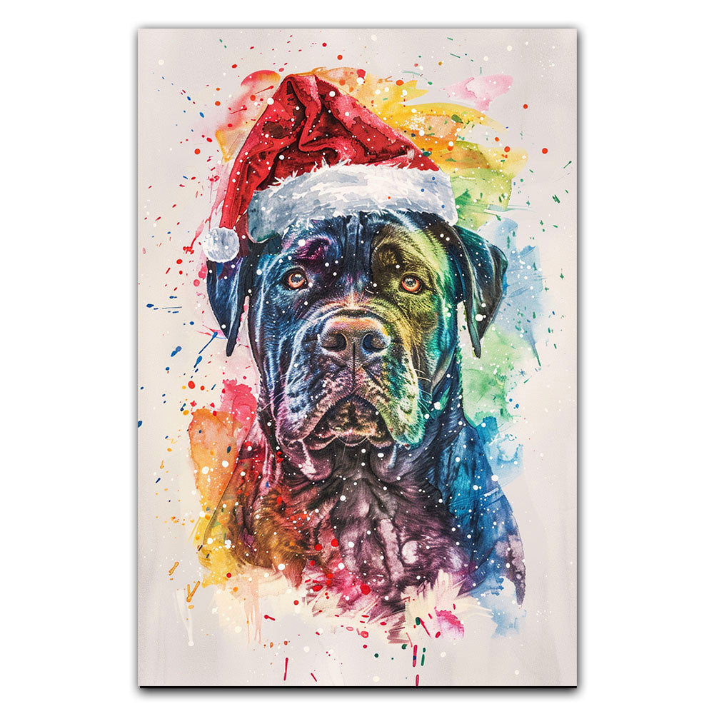 Mastiff Christmas Dog Poster Wall Art, Modern Cute Colorful Puppy ...
