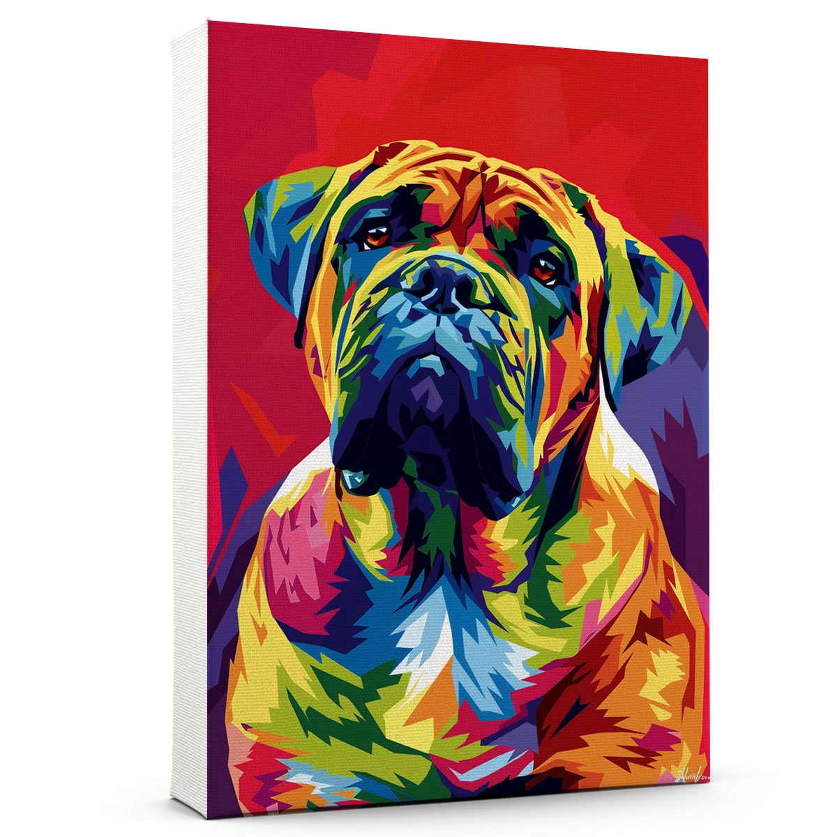 Mastiff Christmas Poster Wall Art - Colorful Dog Canvas Wall Art For ...