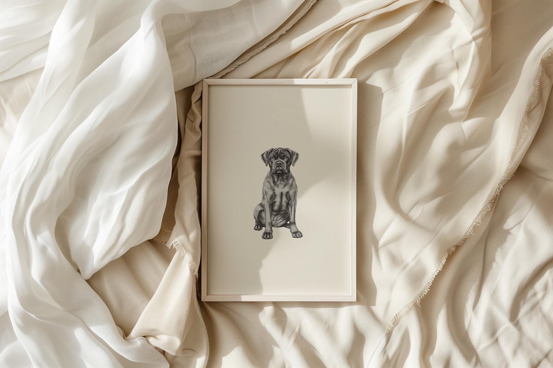 Mastiff Dog Art Poster: Pet Portrait Drawing, Unframed Poster Size 8x12 ...