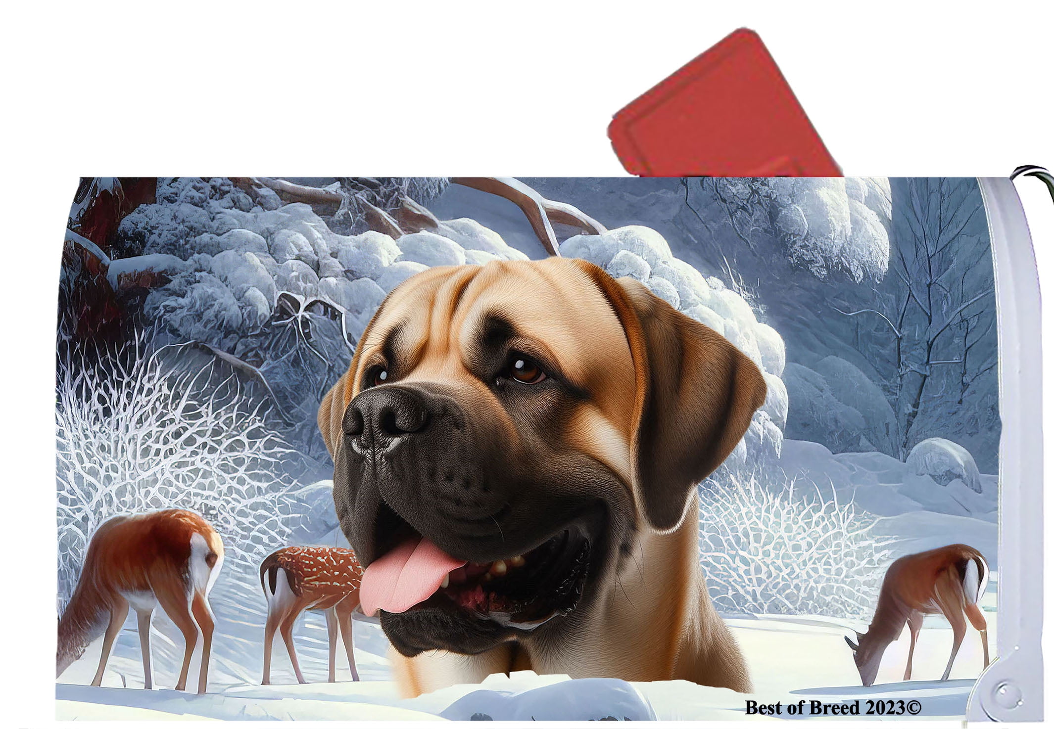 Mastiff Fawn - Best of Breed Winter Wonderland Dog Breed Mail Box Cover ...