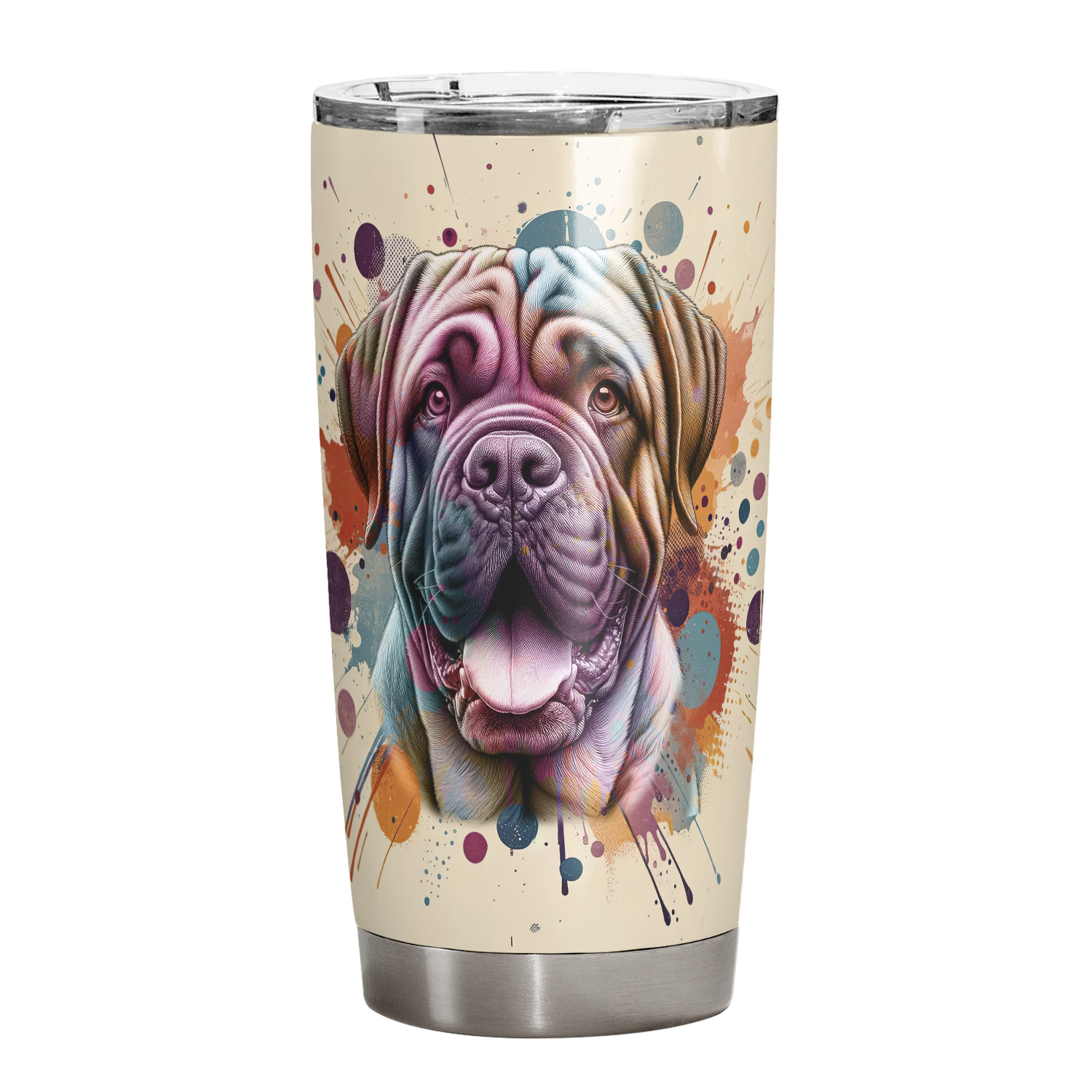 Mastiff Portrait Watercolor Vintage Retro Styles 20oz Stainless Steel ...
