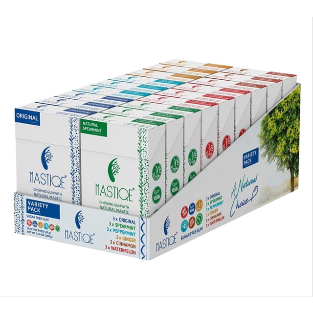 Mastiqe Sugar Free Natural Mastic Chewing Gum, Variety Pack, 18 Count ...