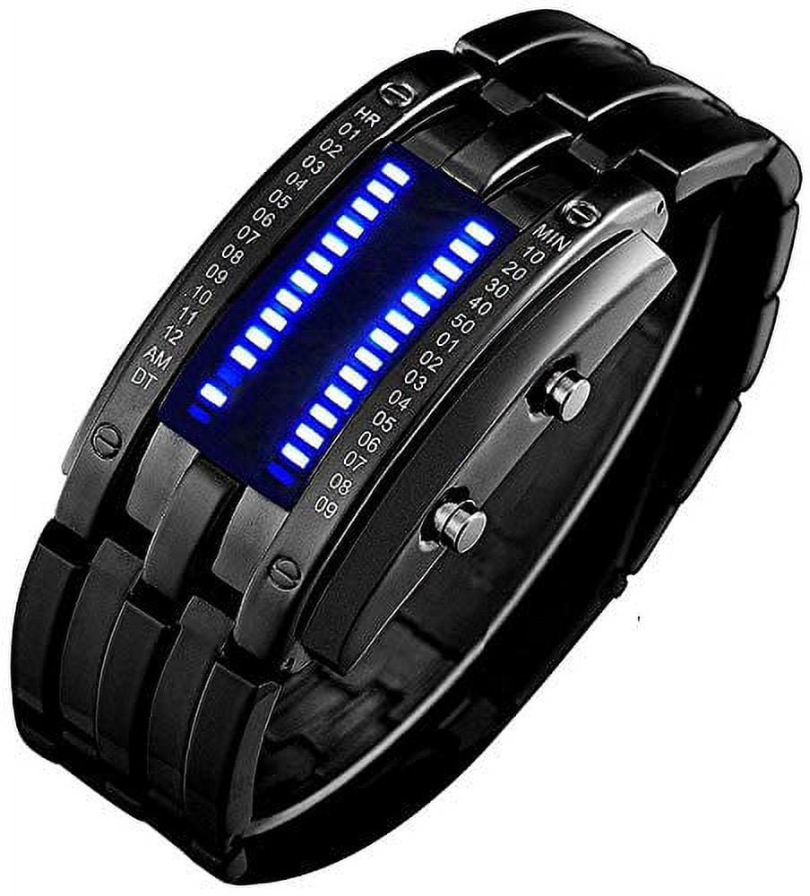 Mastop Men's Lava Stainless Steel Lava RED LED Digital Bracelet Watch ...