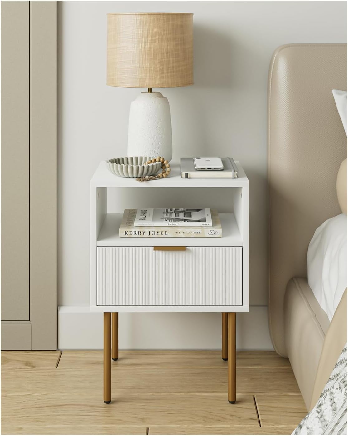 Masupu Nightstand,Mid-Century Modern Bedside Table with Storage Drawer ...