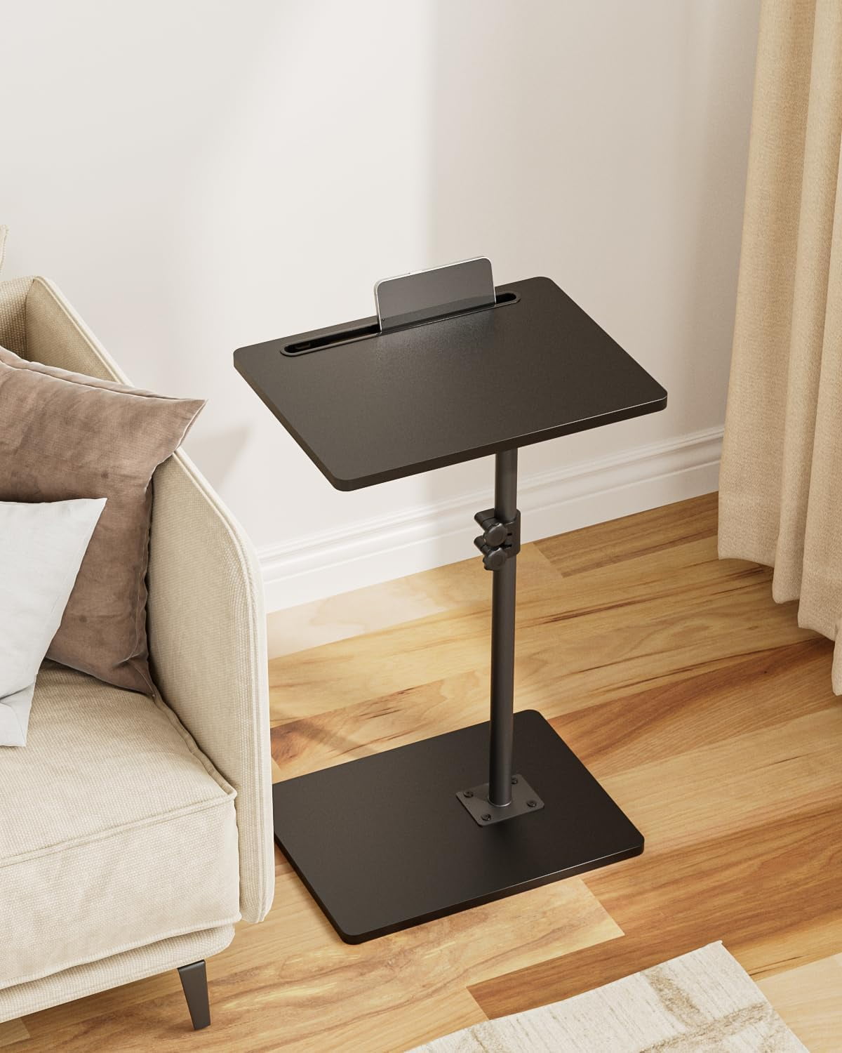 Masupu Sofa Arm Tray Table - 360° Swivel Height Adjustable End Table, Small Snack Side Table for ...