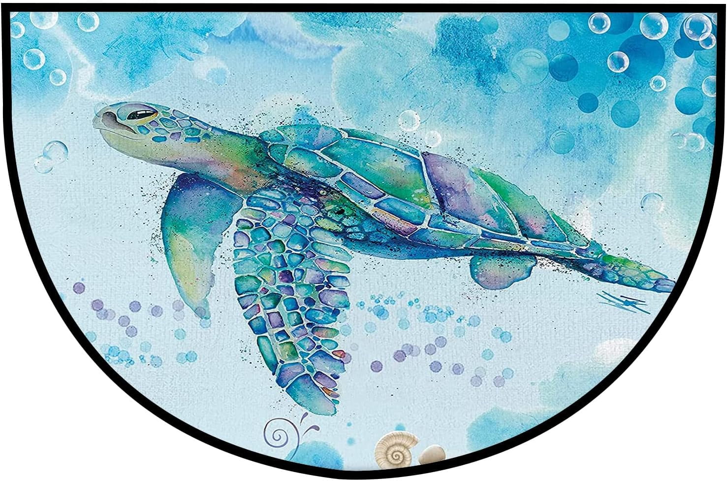 Mat for Bathroom Half Round Door Mat Sea Turtle Teal Ocean Underwater ...