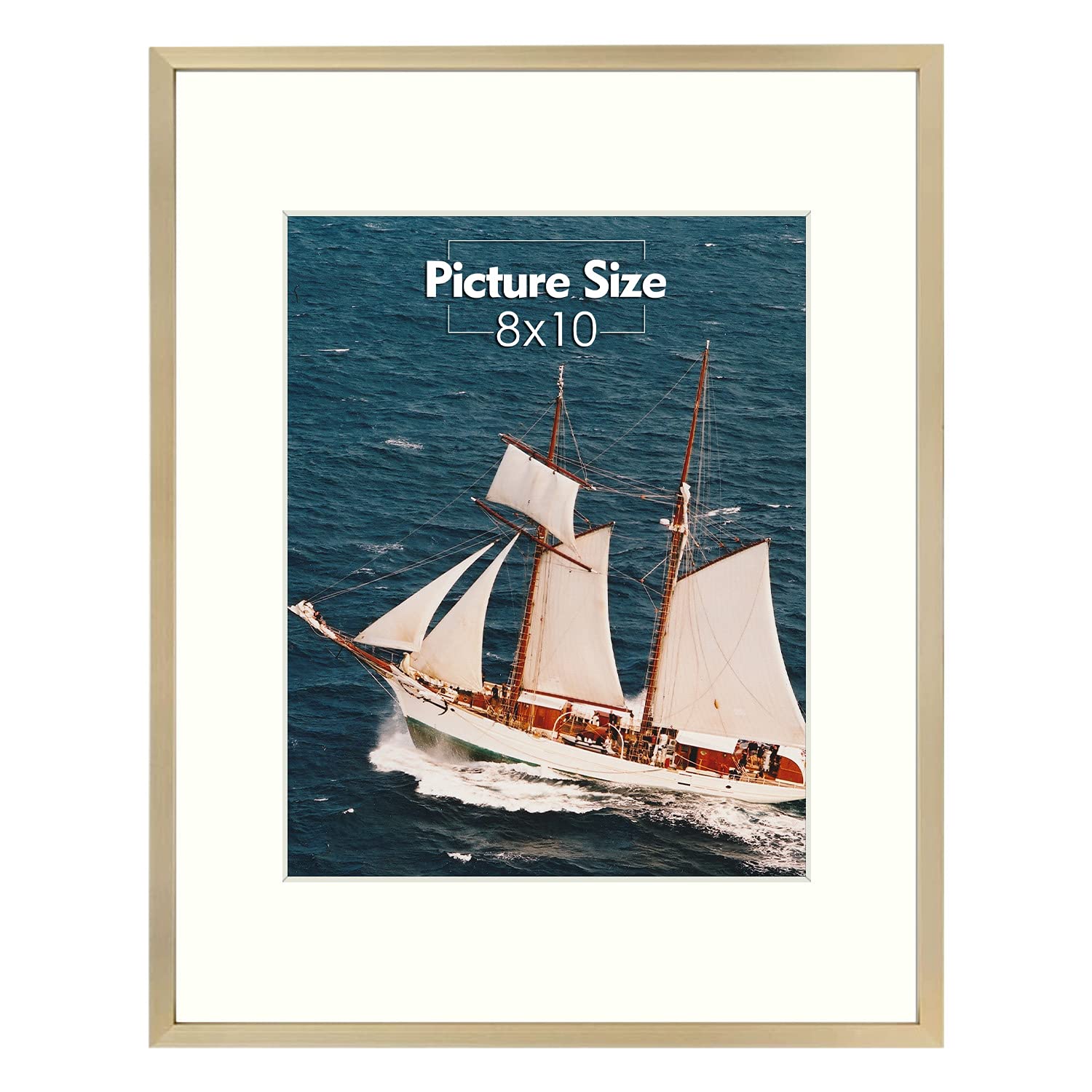 Mat Board Center 11 x 14 Aluminum Gold Picture Frame with Mat for 8 x ...