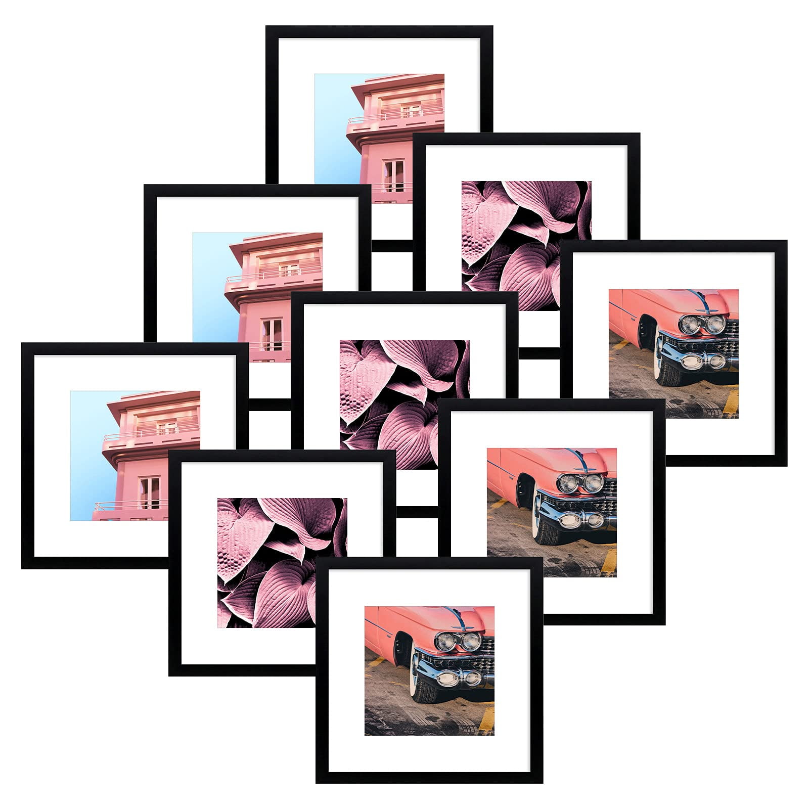 Mat Board Center 12x12 Square Black Wood Picture Frames, Gallery Wall ...