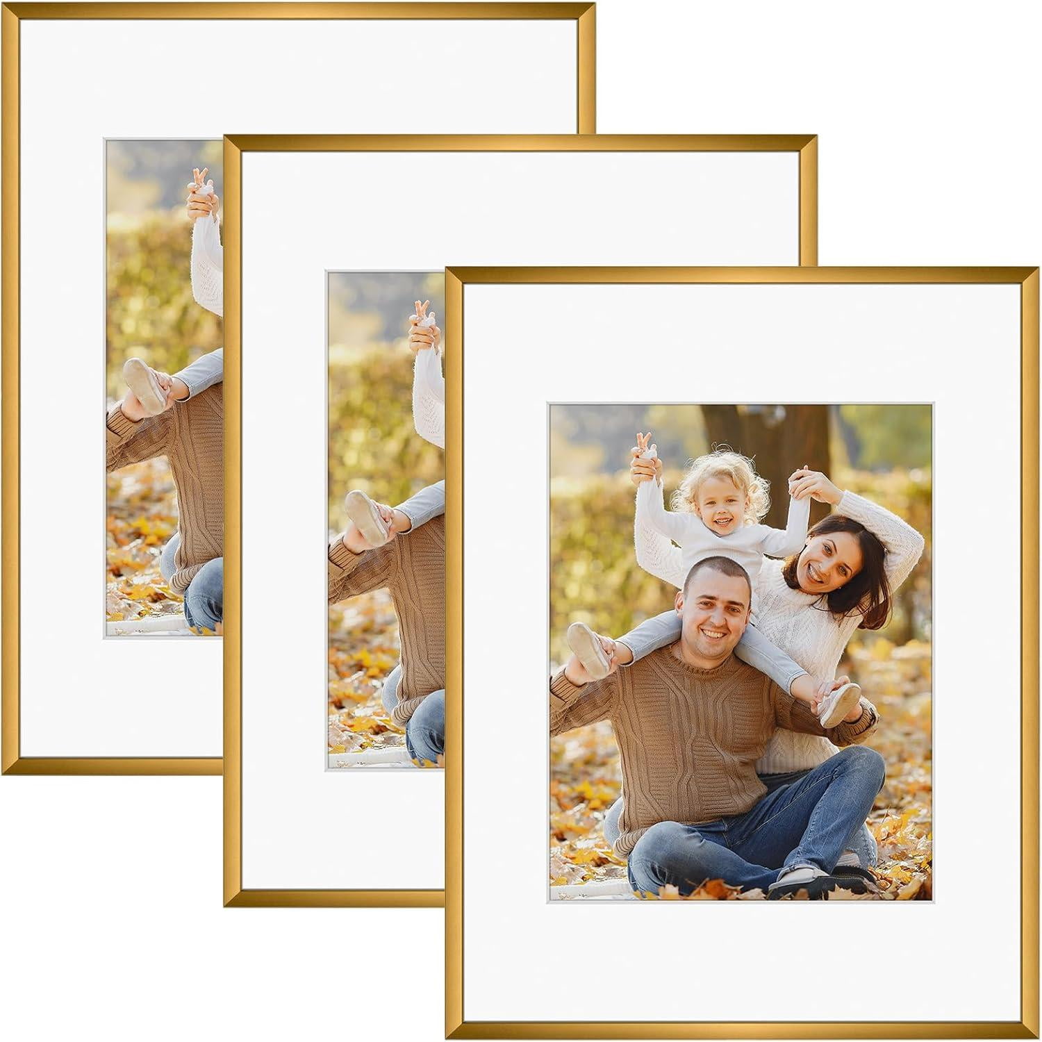 Mat Board Center, 12x16 Aluminum Picture Frames, Set of 3 - Displays 8 ...