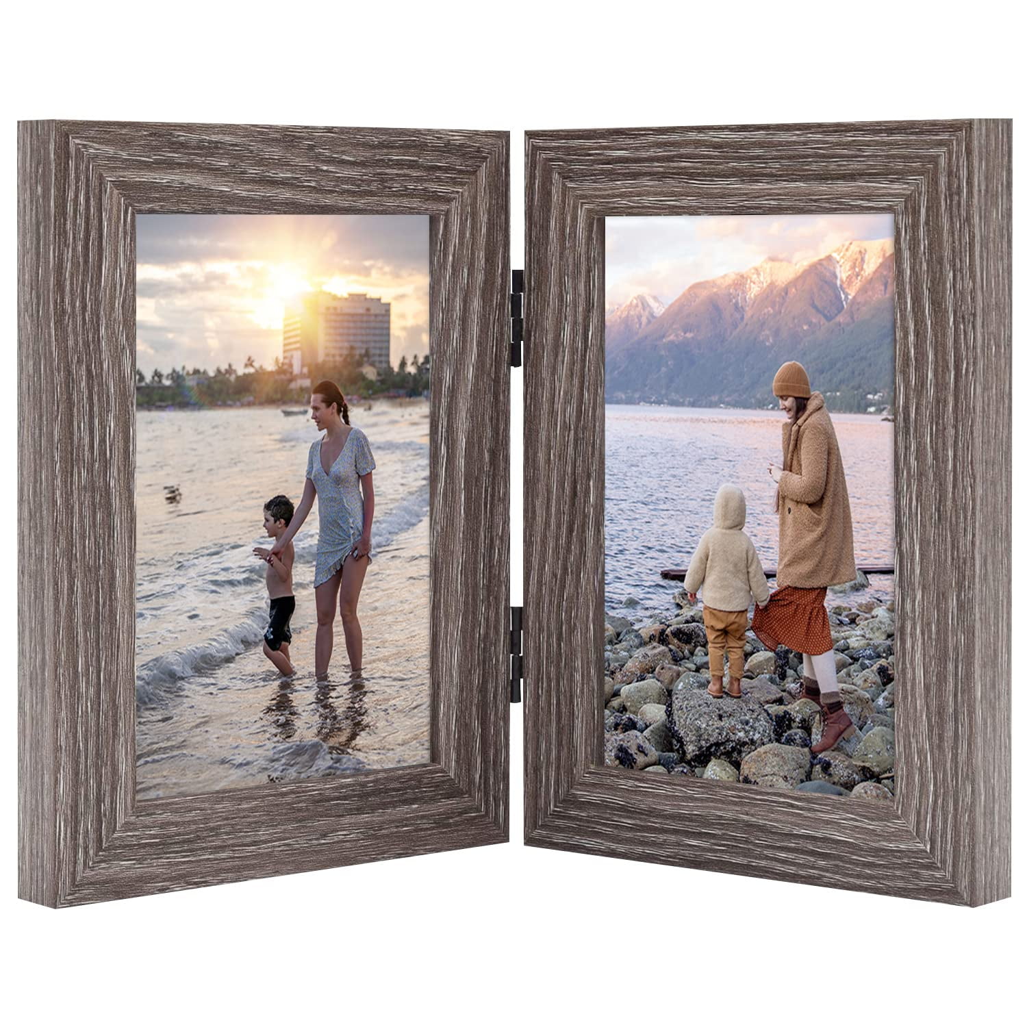 Mat Board Center 2-Opening 4x6 Gray Hinged Picture Frames, 1 Pack ...