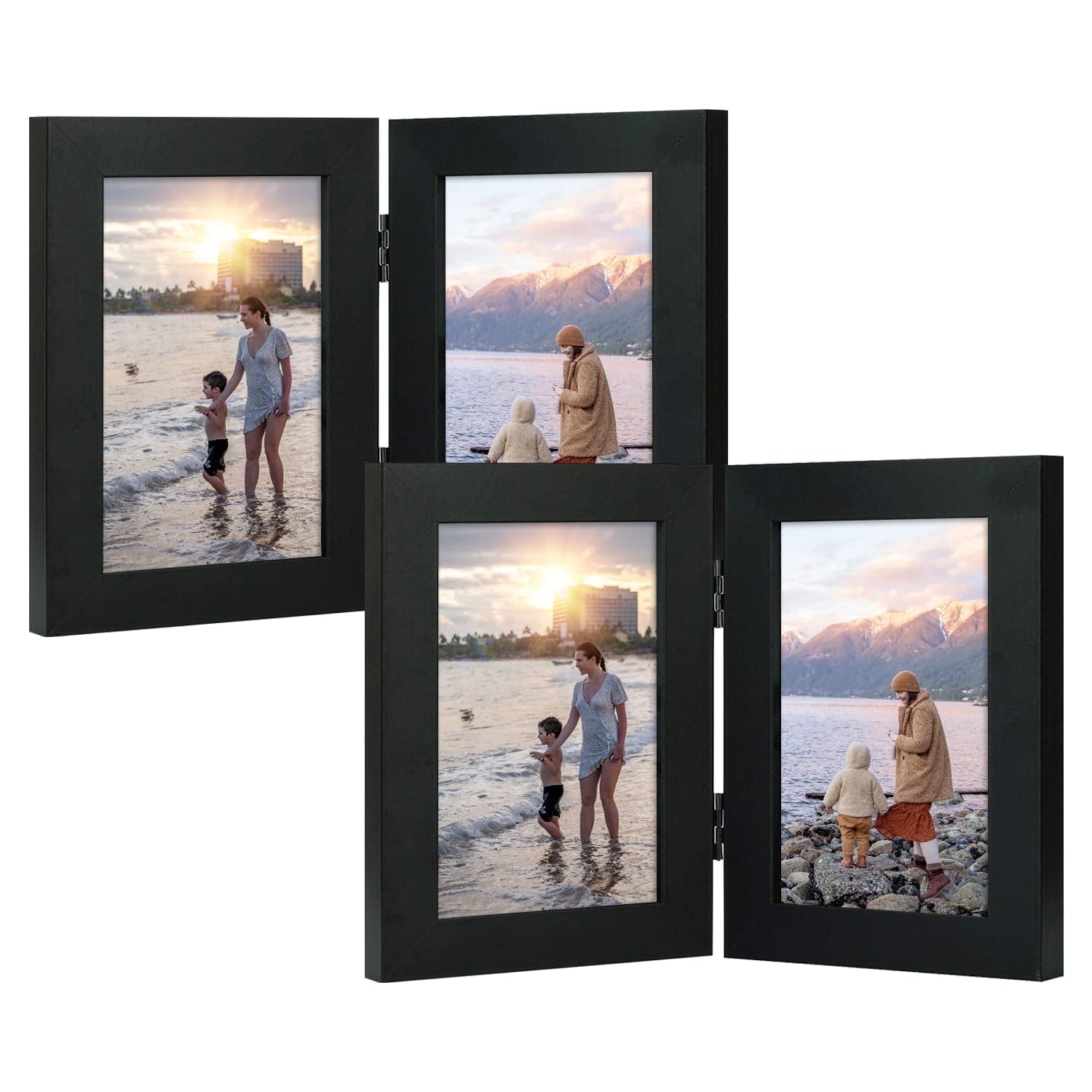 Mat Board Center 2-Opening 4x6 Hinged Picture Frames, Black, 2-Pack ...