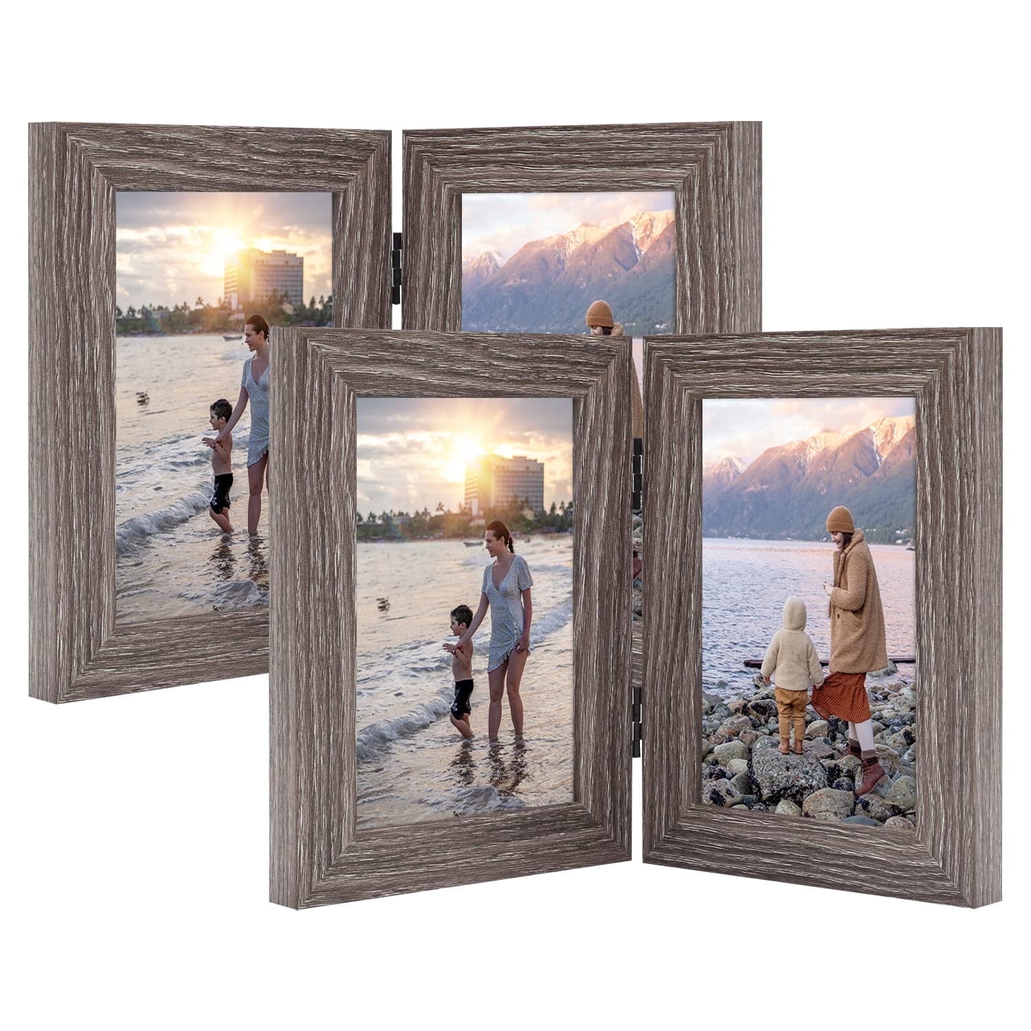 Mat Board Center 2-Opening 4x6 Hinged Picture Frames, Gray, Pack of 2 ...