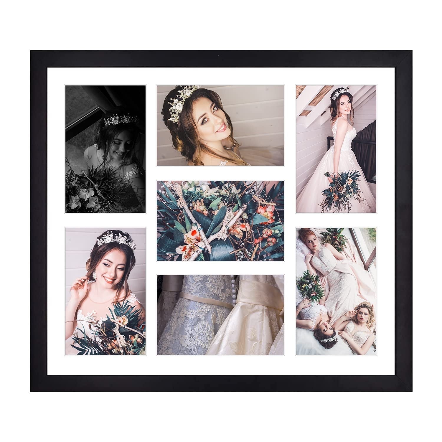 Mat Board Center 7-Opening Collage Picture Frame for 4 x 6 Photos and ...