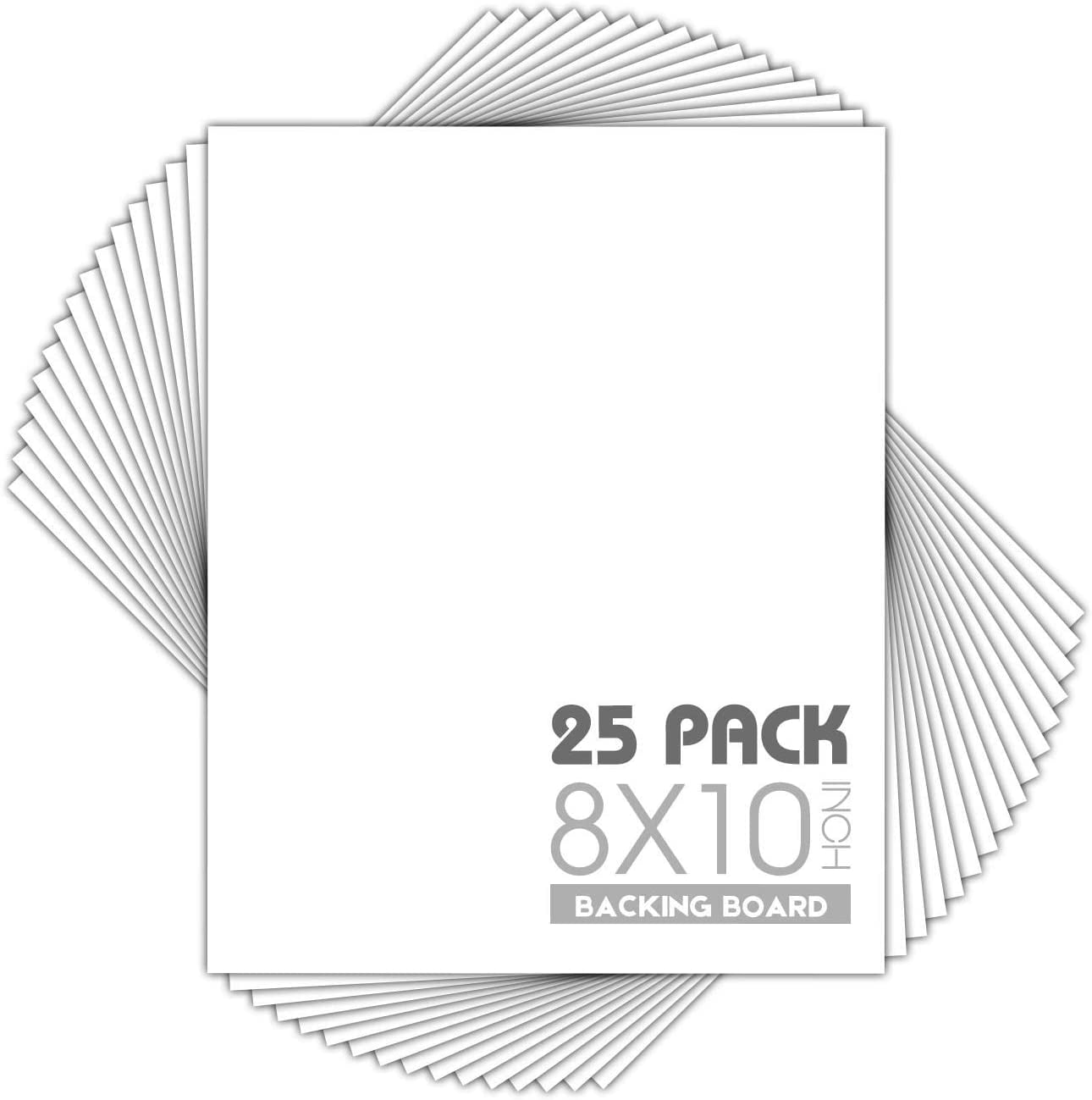 Mat Board Center, Pack of 25, 8x10 White Backing Boards, 4-Ply ...