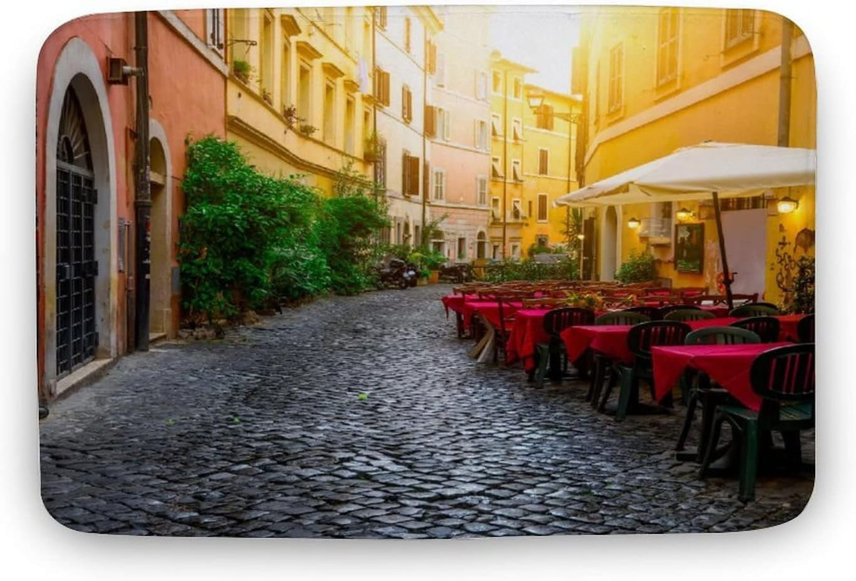 Mat for Carpet Italian City Cozy Old Street Front Door Mat Coral Velvet ...