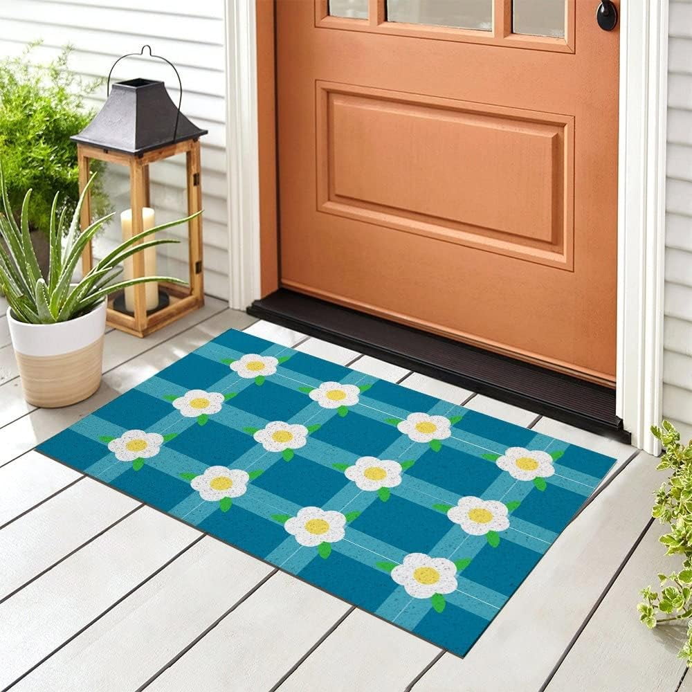 Mat for Entryway Indoor White Daisy Entrance Door Mat Country Style ...