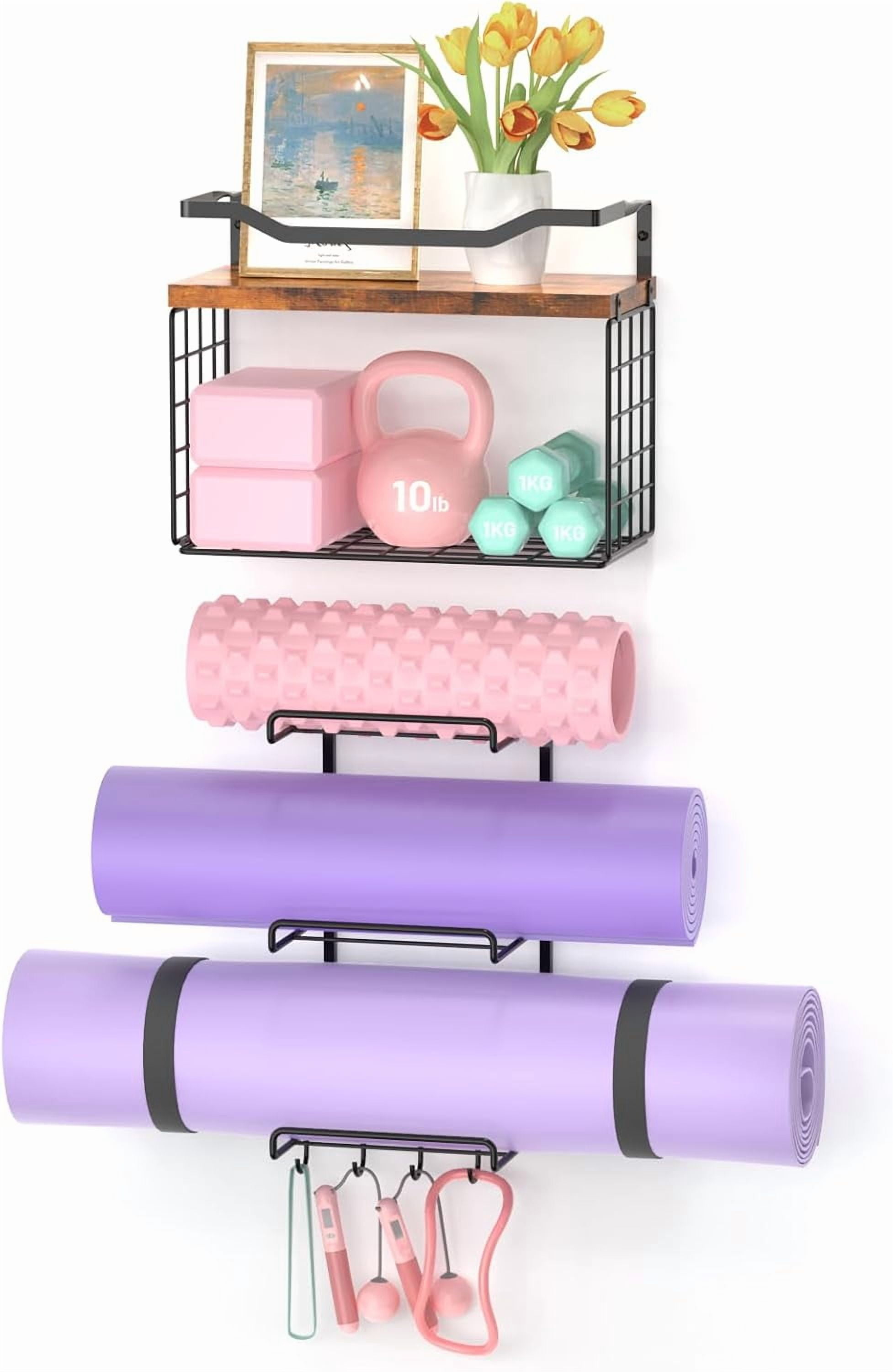 Mat Holder Wall Mount, Yoga Accessory Mats Storage Rack, Home Gym ...