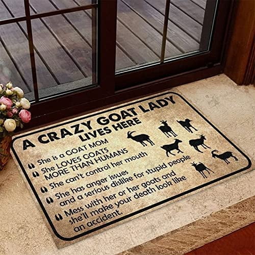 Mat Kitchen Floor Door Mat Crazy Goat Lady Lives Here Goat Mom Funny ...