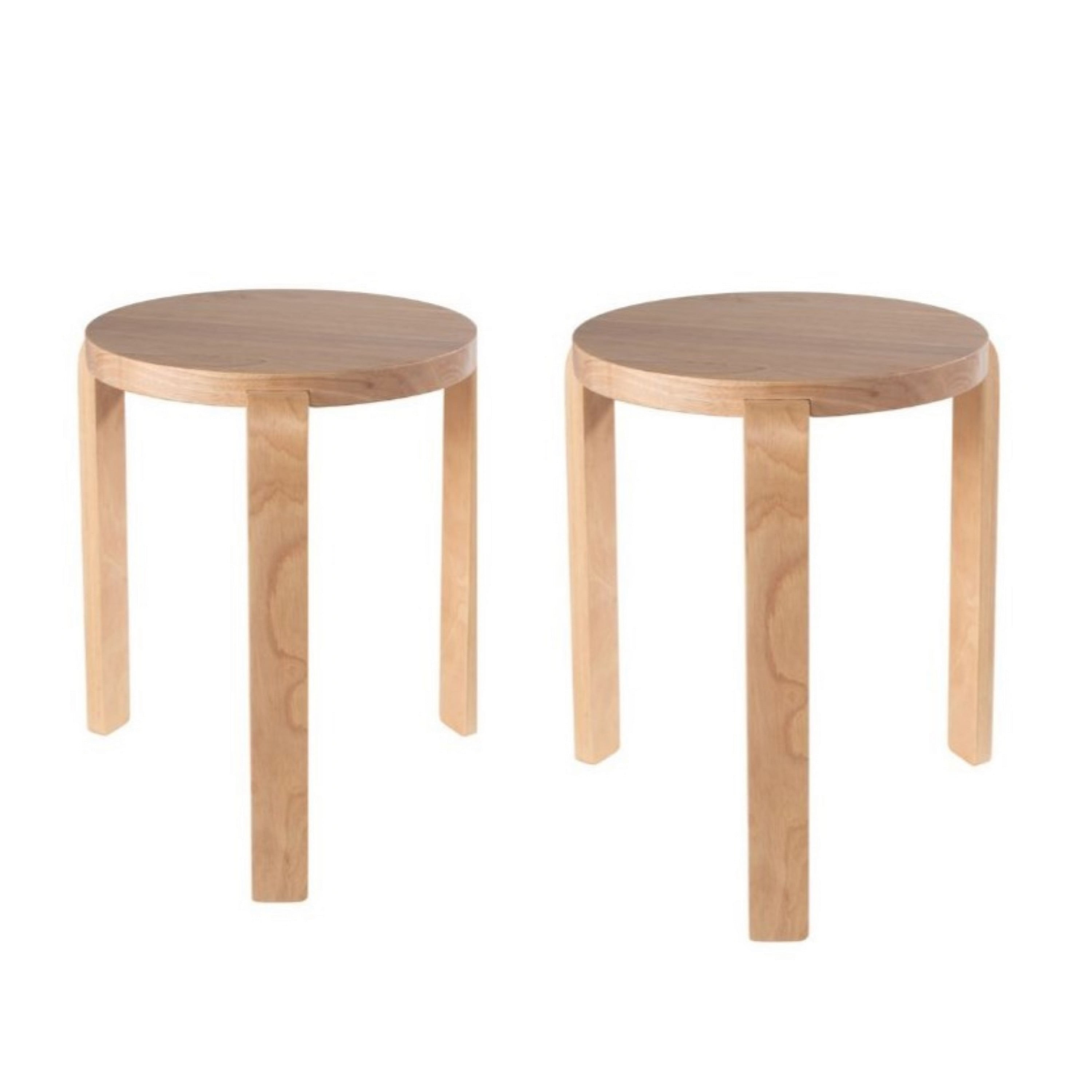 Mata Stacking Stool Ottoman, Set of 2, Modern Blonde Oak Brown Wood ...