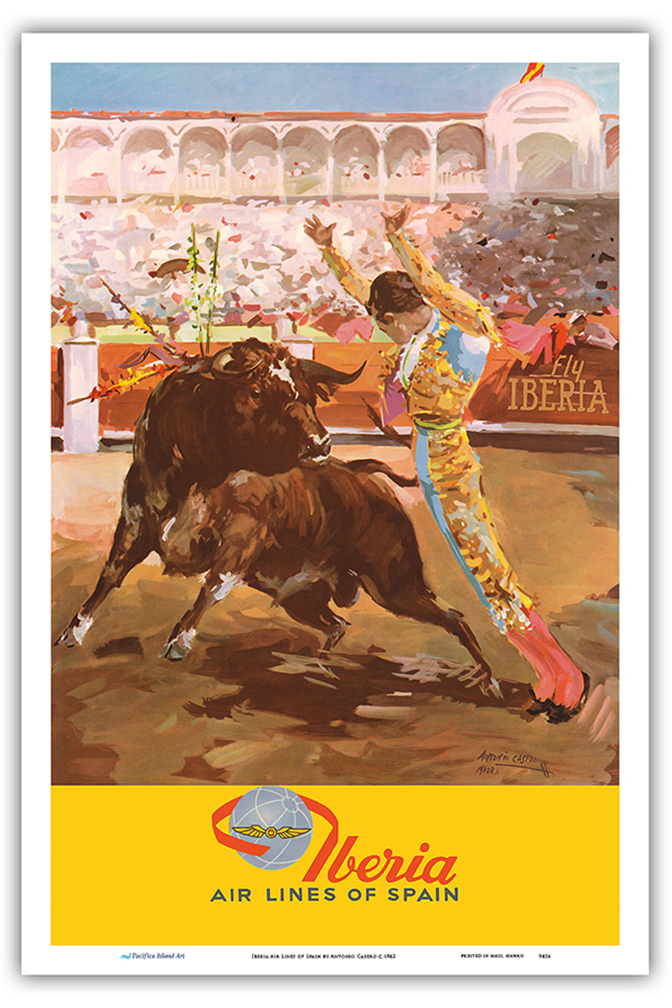 Matador Bull Fighting - Iberia Air Lines of Spain - Vintage Travel ...
