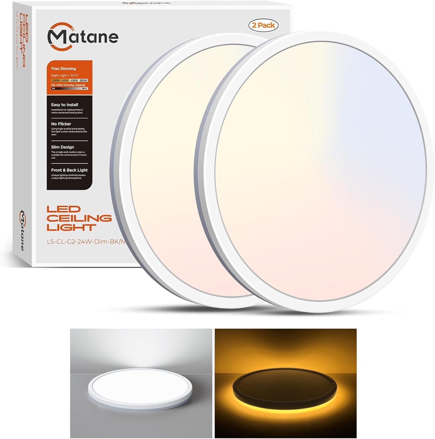 Matane 12'' LED Flush Mount Ceiling Light Fixture with Night Light, 24W ...