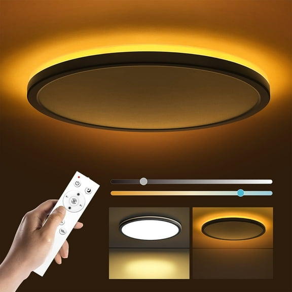 12 Inch LED Flush Mount Ceiling Light Fixture with Night Light, 24W ...