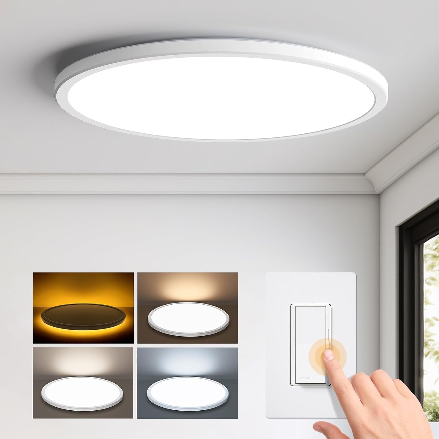 Matane 15.4'' LED Flush Mount Ceiling Light Fixture with Night Light ...