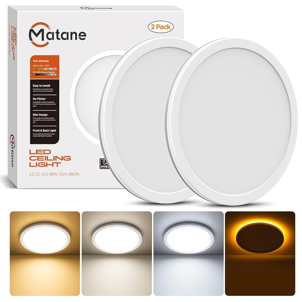 Matane 8.7'' LED Flush Mount Ceiling Light Fixture with Night Light,18W ...