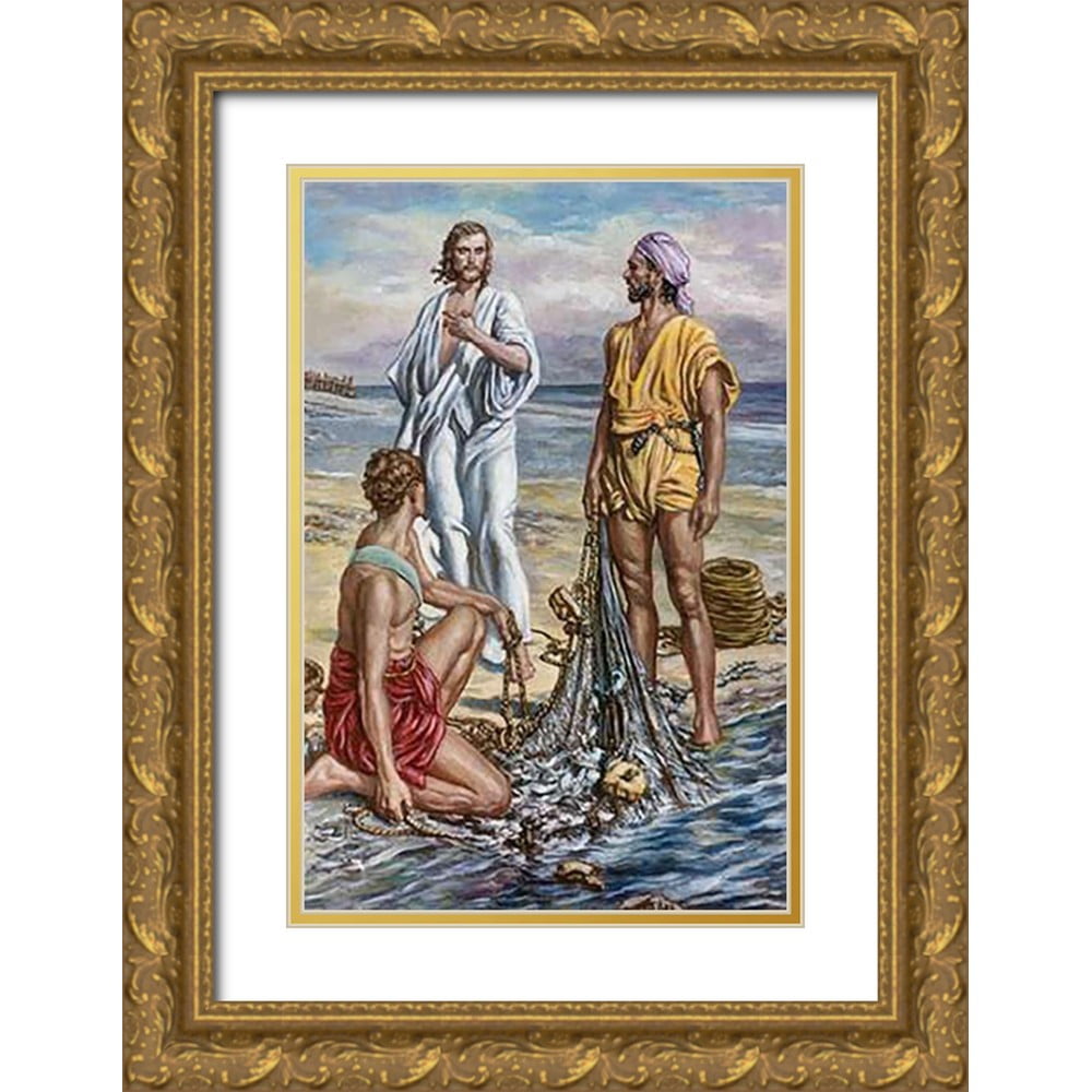 Matania, Fortunino 17x24 Gold Ornate Wood Framed with Double Matting ...