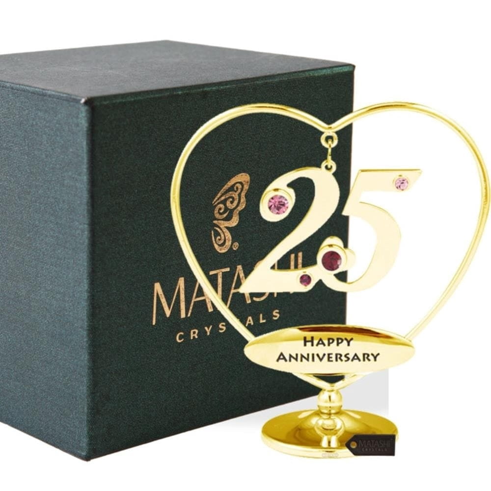 Matashi 24K Gold Plated 25th "Happy Anniversary" Heart Ornament ...