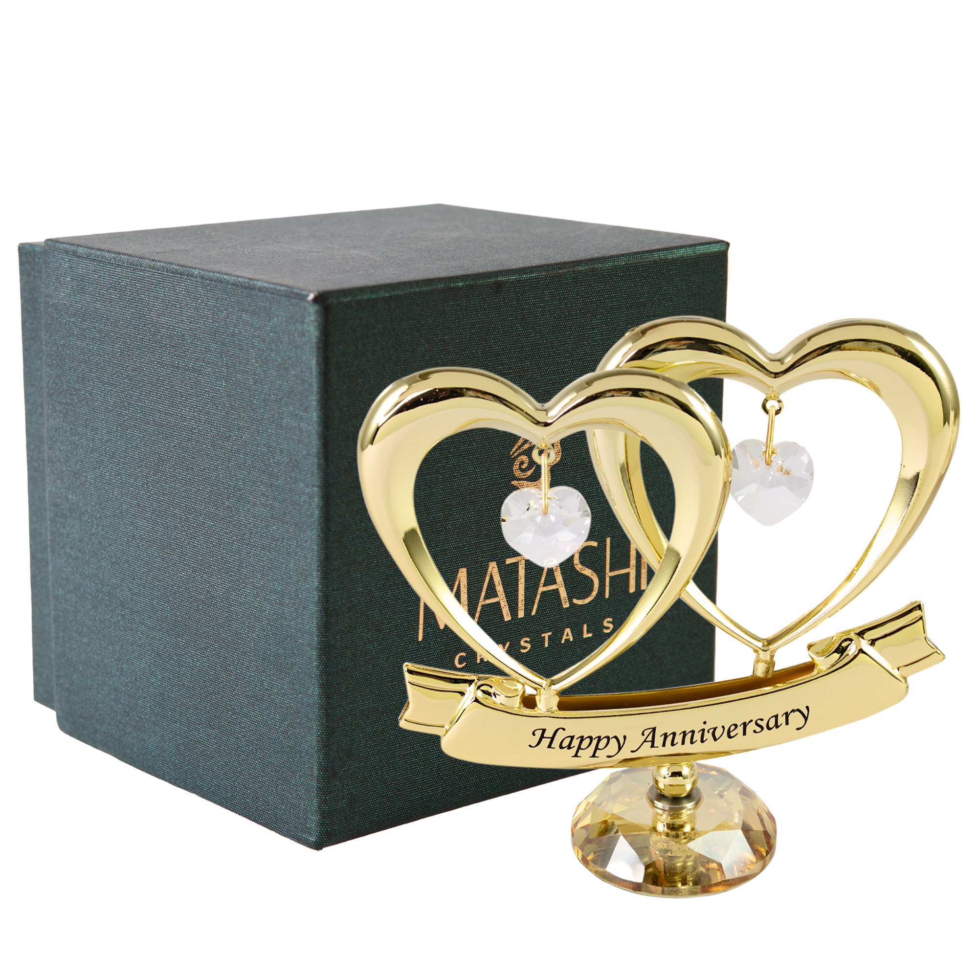 Matashi 24K Gold Plated Beautiful Happy Anniversary Double Heart Table ...