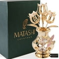Matashi 24K Gold Plated Crystal Studded Flower Ornament in Vase w ...