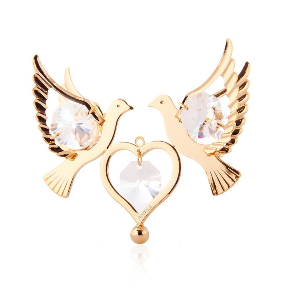 Matashi 24K Gold Plated Love Birds Ornament with Genuine Crystals ...