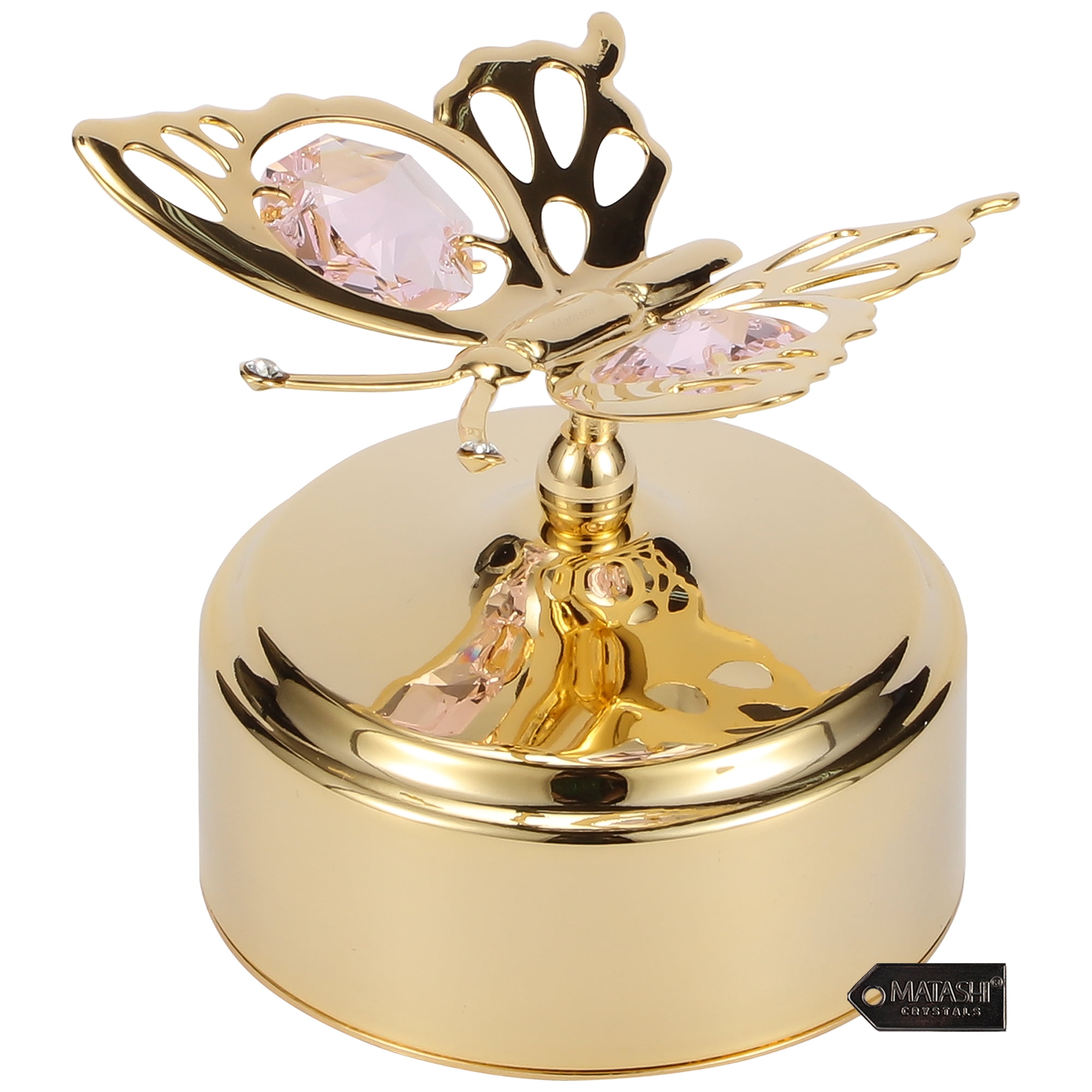 Matashi 24K Gold Plated Music Box plays Memory with Crystal Studded ...
