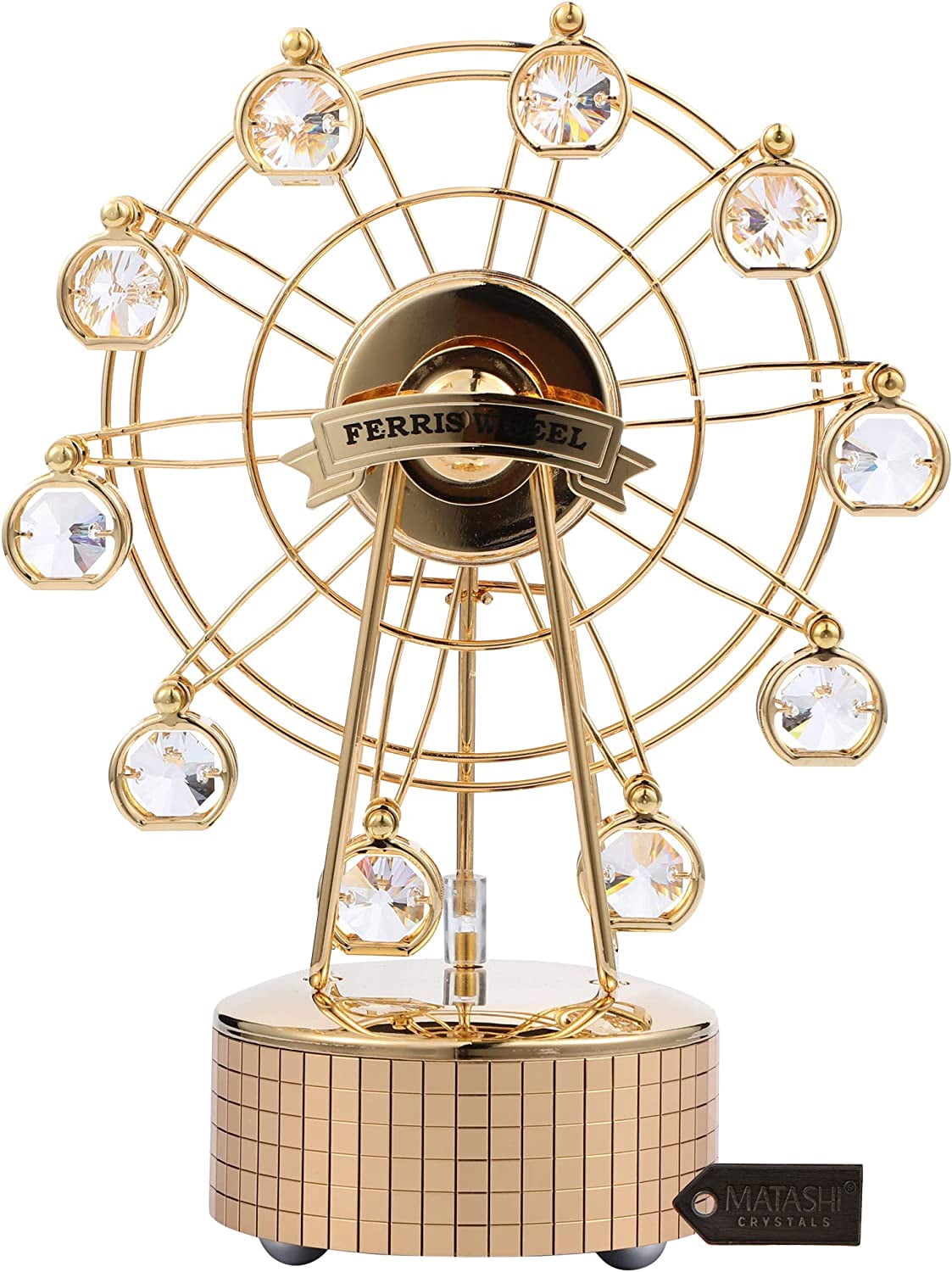 Matashi 24K Gold Plated Music Box with Crystal Studded Ferris Wheel ...