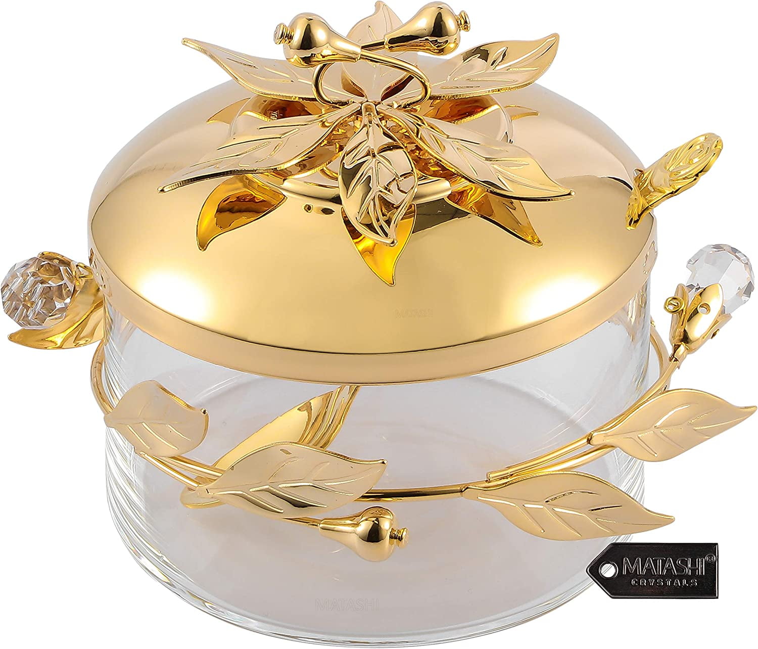 Matashi 24K Gold Plated Sugar Bowl, Honey Dish, Candy Glass Bowl ...