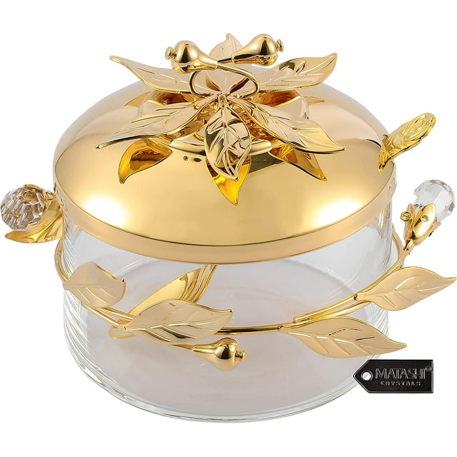 Matashi 24K Gold Plated Sugar Bowl, Honey Dish, Candy Glass Bowl ...