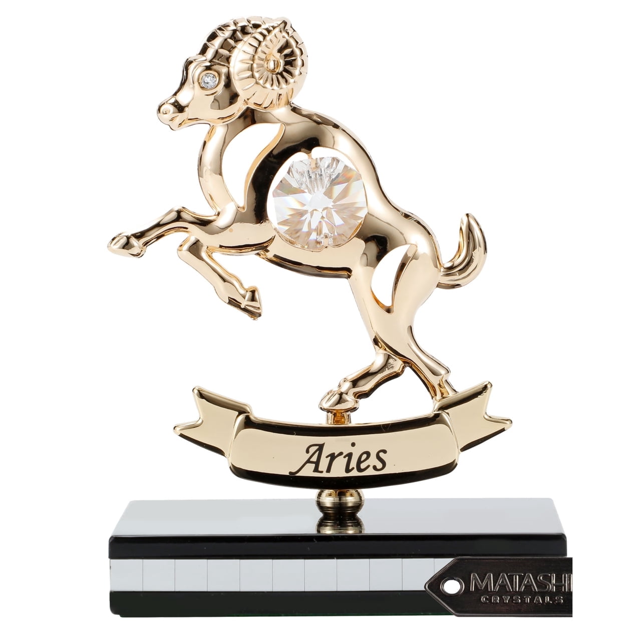 Matashi 24K Gold Plated Zodiac Figurine Aries Design with Crystal ...