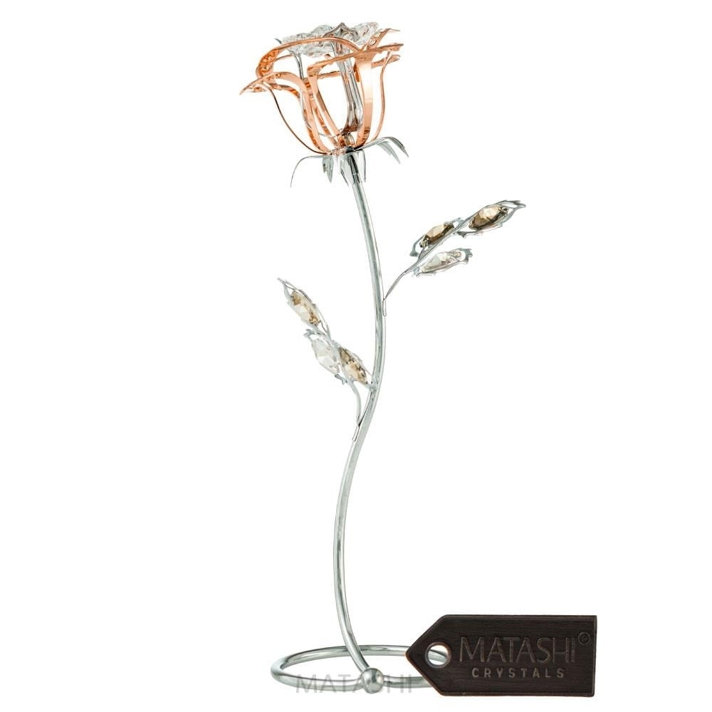 Matashi 24K Gold/Rose Gold/Chrome Plated Rose Flower Tabletop Ornament ...