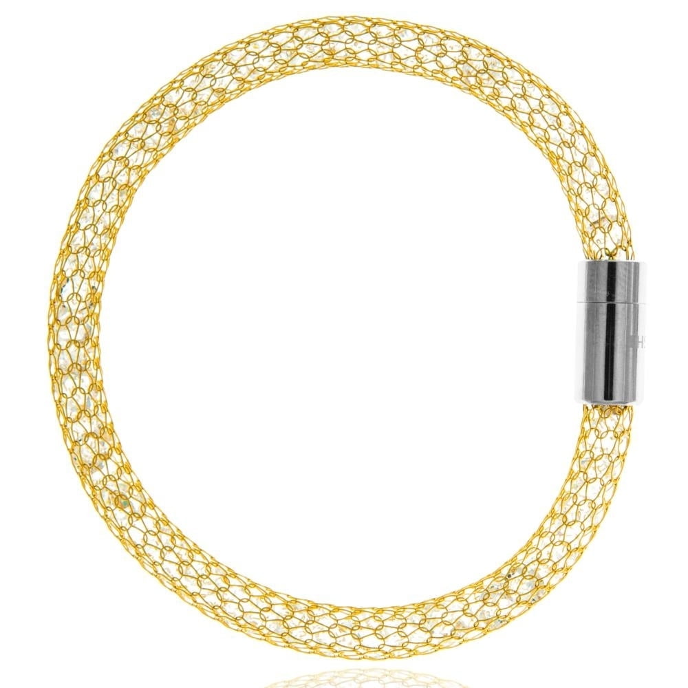 Matashi 7.5" 18K Gold Plated Mesh Bangle Bracelet w/ Magnetic Clasp and ...