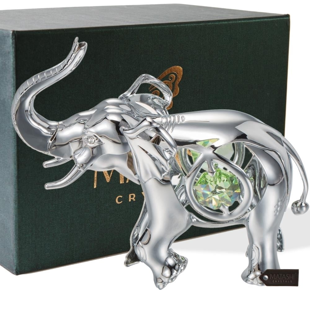 Matashi Chrome Plated Silver Elephant with Open Mouth Ornament with ...