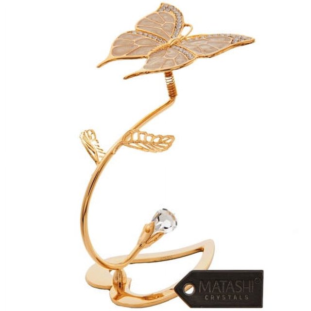 Matashi Crystal Decorative 24K Gold Plated Crystal Studded Butterfly On ...