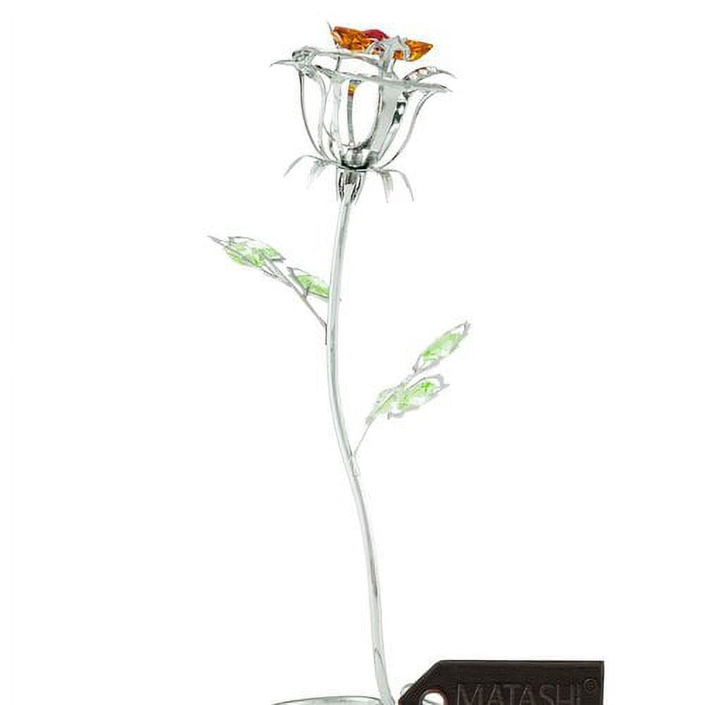 Matashi Crystal Metal Rose with Crystal Floral Arrangement Sculpture ...